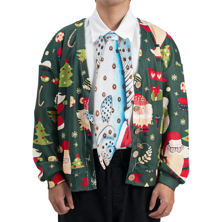 Christmas Blue Grouper Novelty Tie - Fish-Shaped Tie – Holiday Gift ...